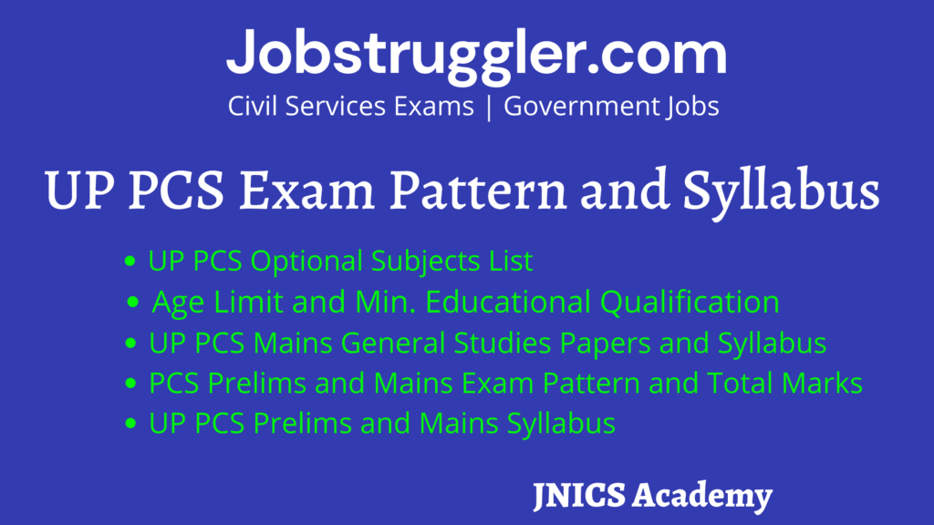 UP PCS Exam Pattern and Syllabus - Jobstruggler.com