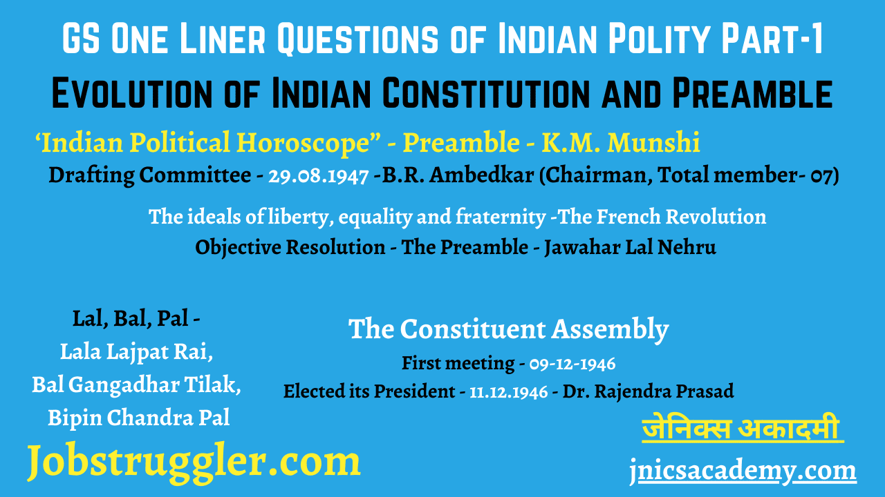 GS One Liner Questions of Indian Polity Part-1 - Jobstruggler
